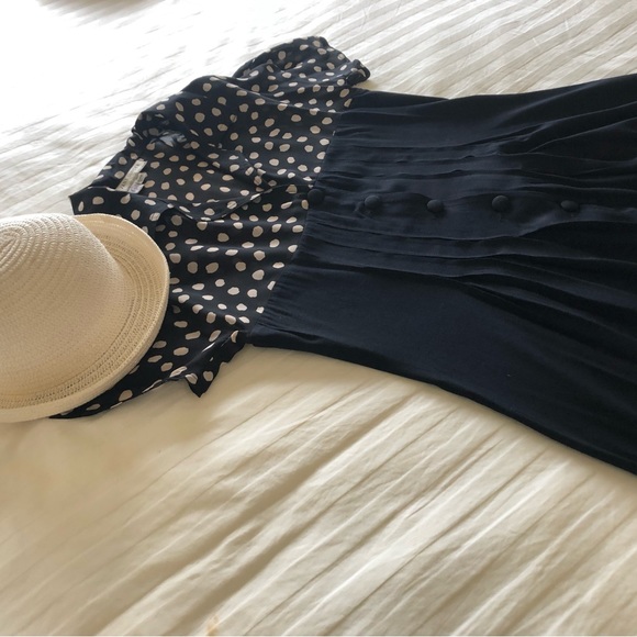 American Vintage | Dresses | Vintage Jane Singer Black Polkadot Maxi ...
